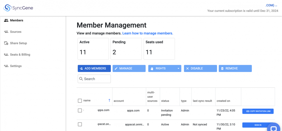 Getting started with SyncGene: How to add users to your account
